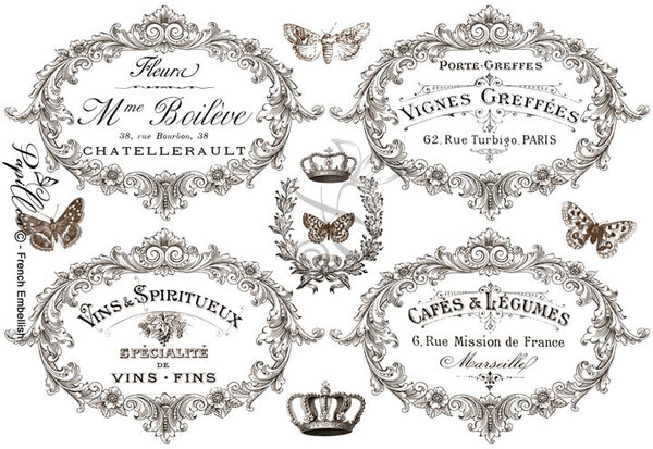PRO1036 FRENCH SCROLL LABELS – Petite Rouge Vintage Emporium
